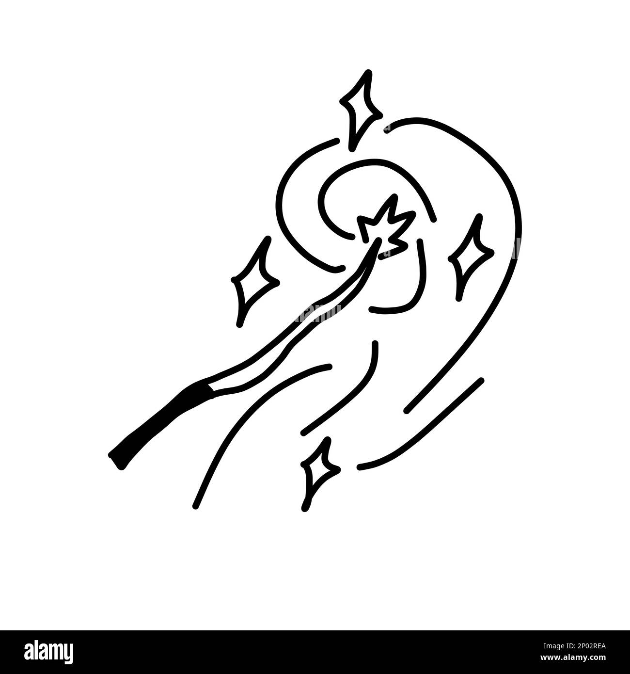 The Magic wand stick. Vector illustration in outline doodle style ...