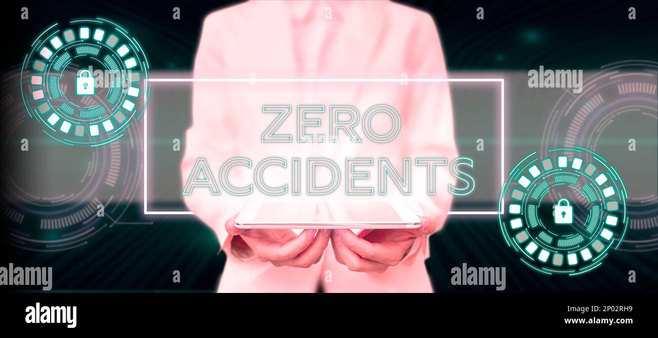 Hand writing sign Zero Accidents. Business concept important strategy ...