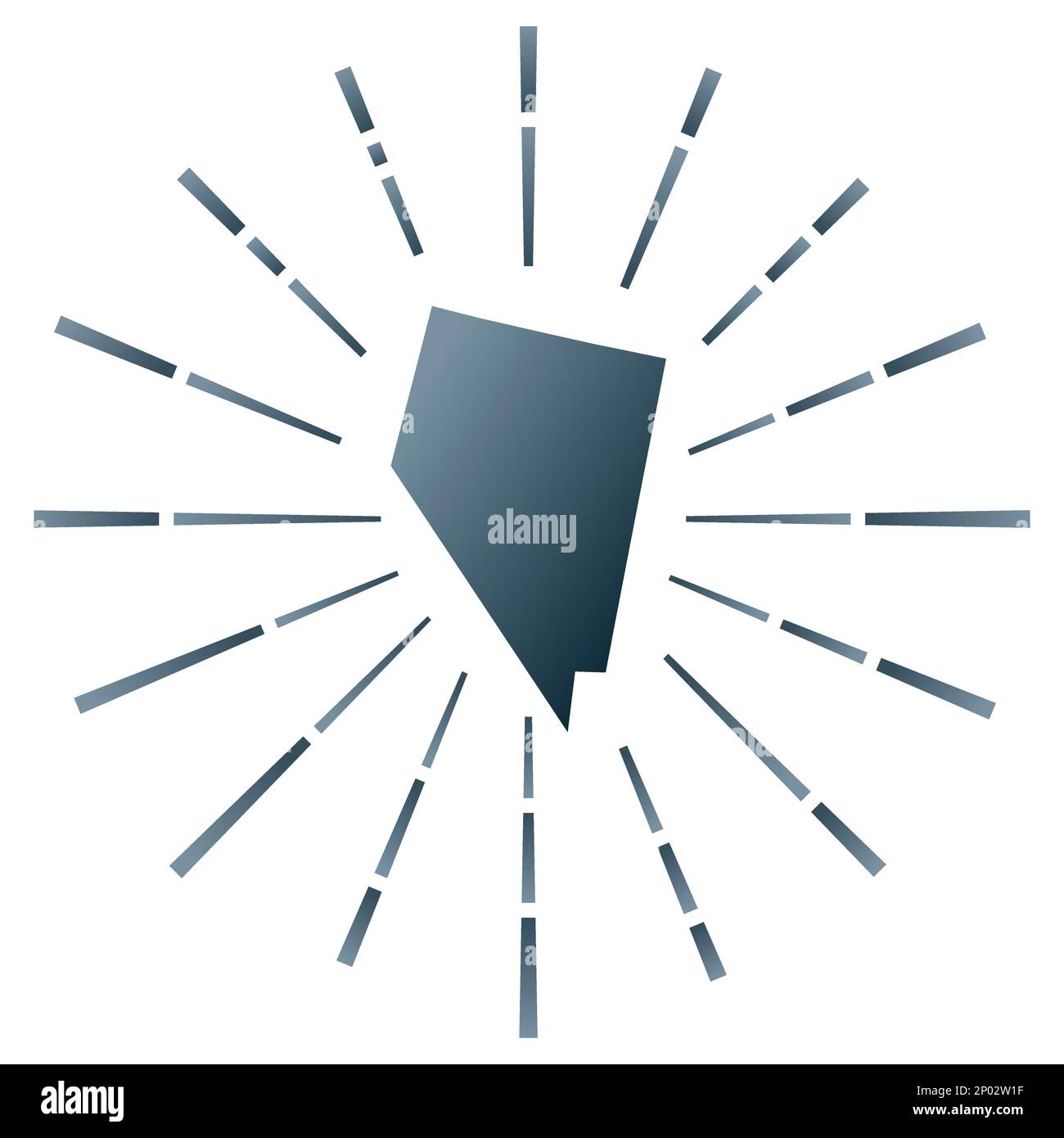 Nevada gradiented sunburst. Map of the US state with colorful star rays ...