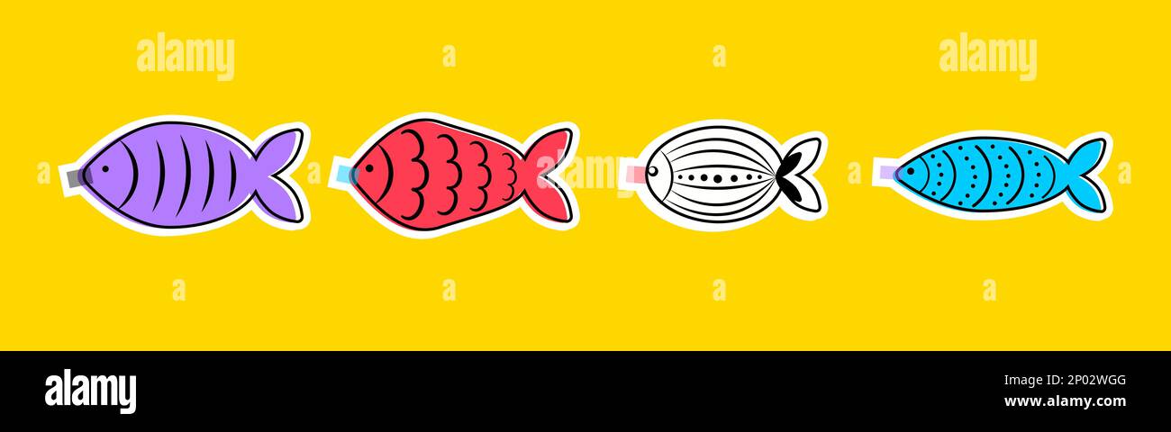 Stickers for French April Fool's Day. Poisson d'avril. . Vector ...