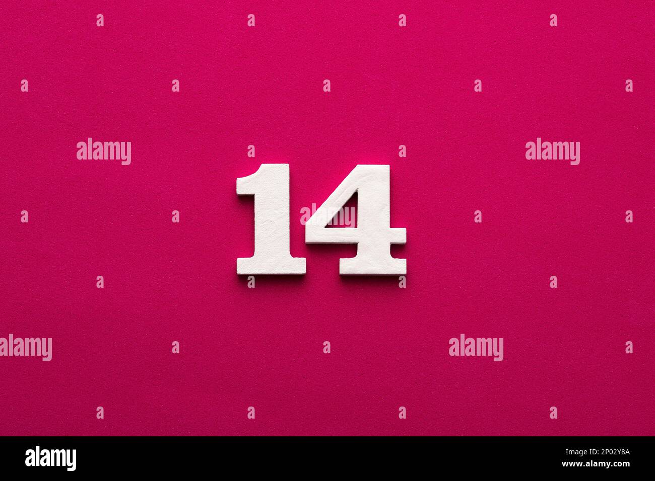 Number 14 - White wooden number on rhodamine red background Stock Photo ...
