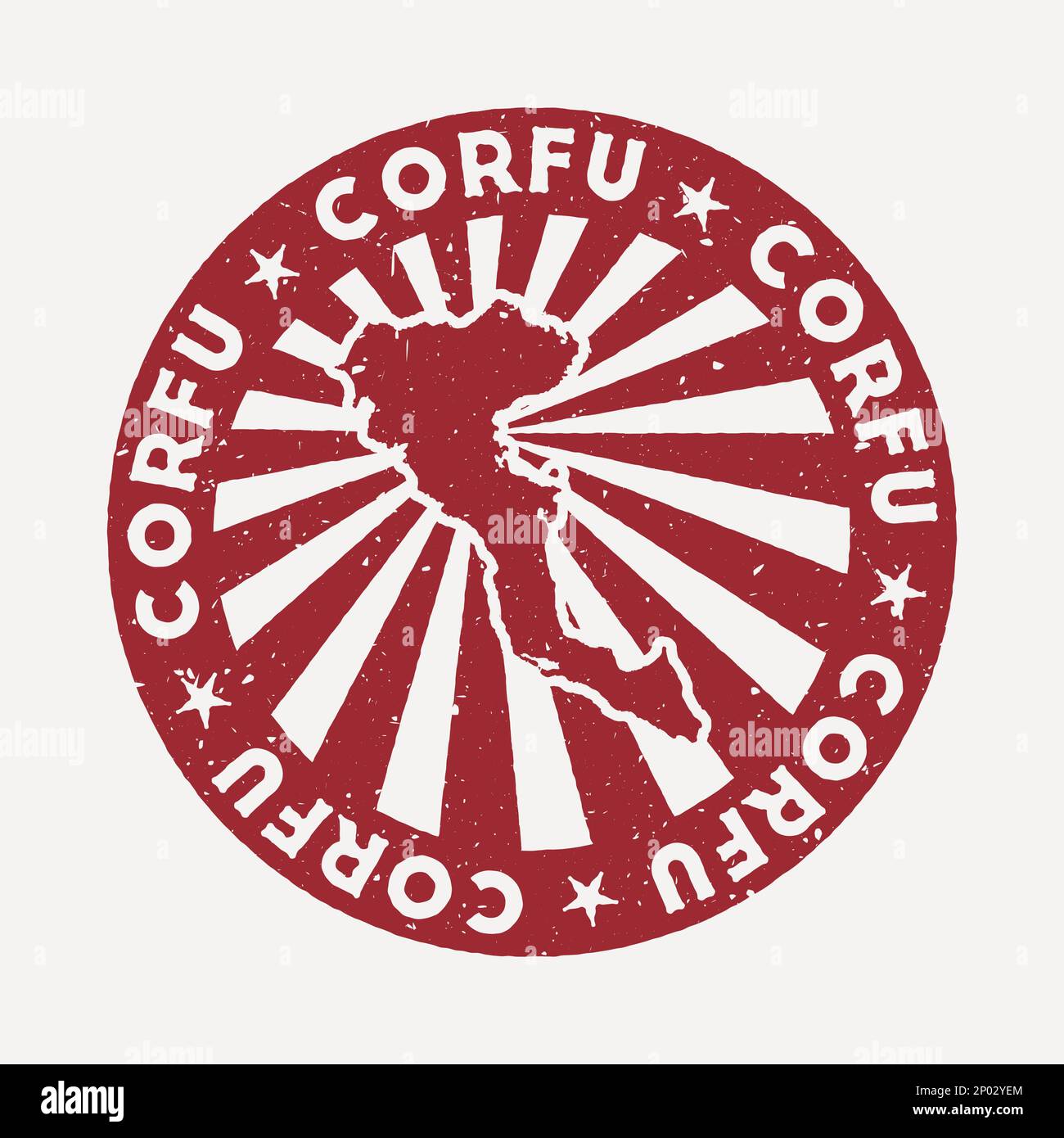 Corfu stamp. Travel red rubber stamp with the map of the island, vector ...