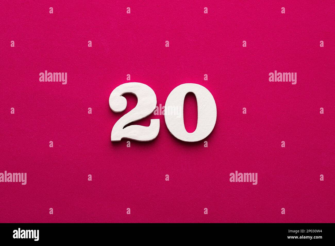 Number 20 - White wooden number on rhodamine red background Stock Photo ...
