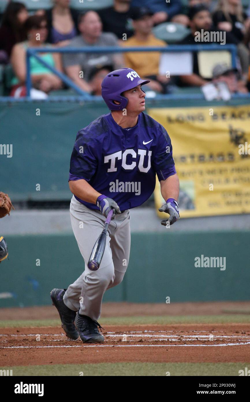Josh Watson (7) of the TCU Horned Toads bats against the Long Beach ...