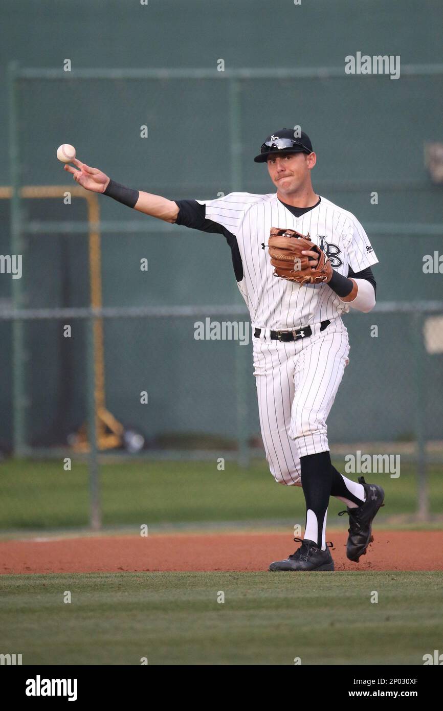 Ramsey Romano (3) of the Long Beach State Dirtbags in the field during ...