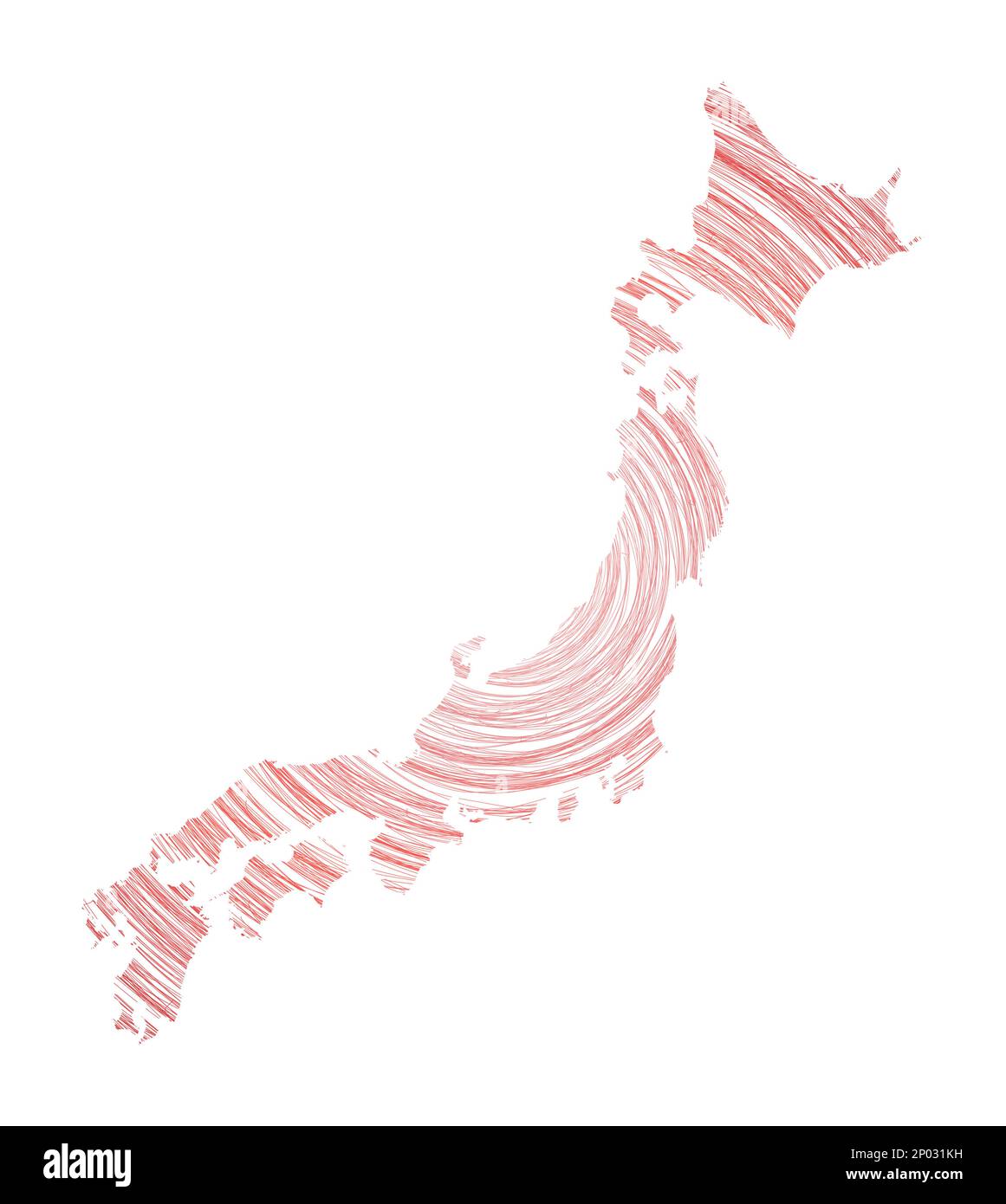 Japan map filled with concentric circles. Sketch style circles in the ...
