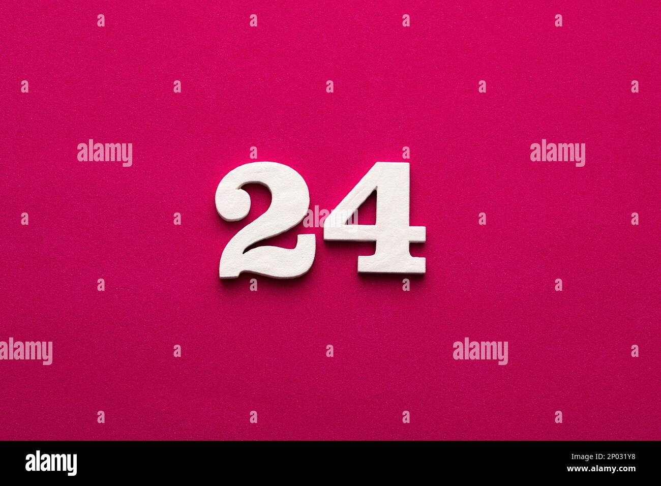 Number 24 - White wooden number on rhodamine red background Stock Photo ...