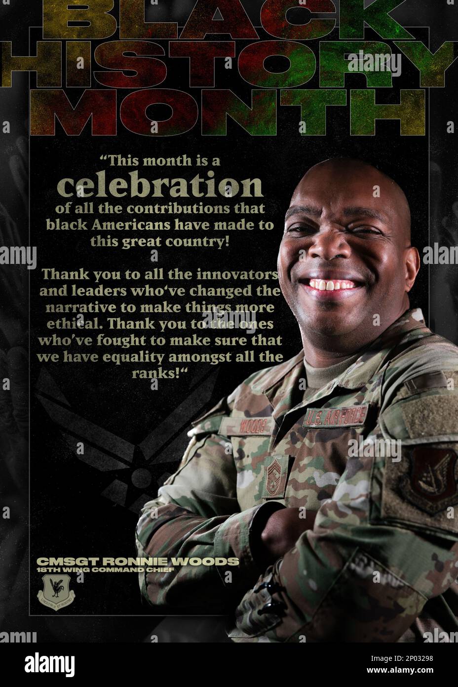 An infographic shows Chief Master Sgt. Ronnie Woods, 18th Wing command ...