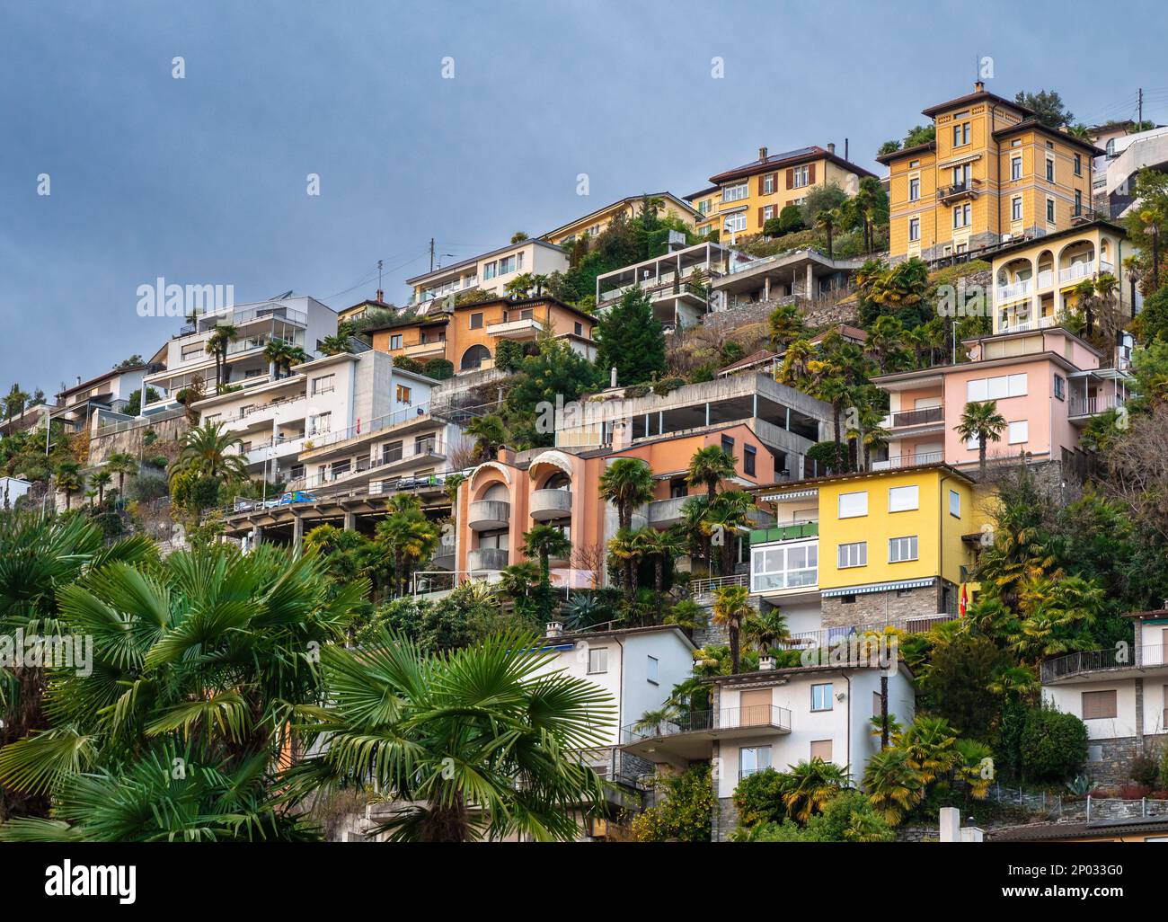 Locarno, Switzerland - December 29, 2021: Cityscape of the town of ...