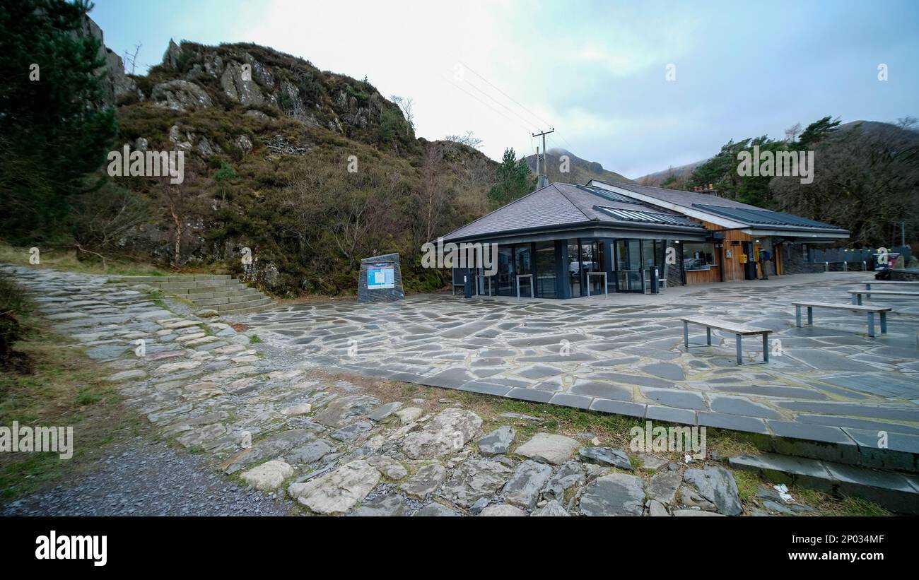 Snowdonia, Wales- February 2023: Cwm Idwal visitor Centre in the Ogwen ...
