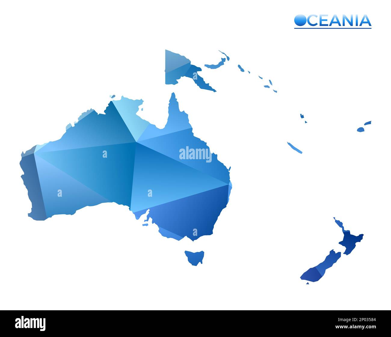 Vector polygonal Oceania map. Vibrant geometric continent in low poly ...