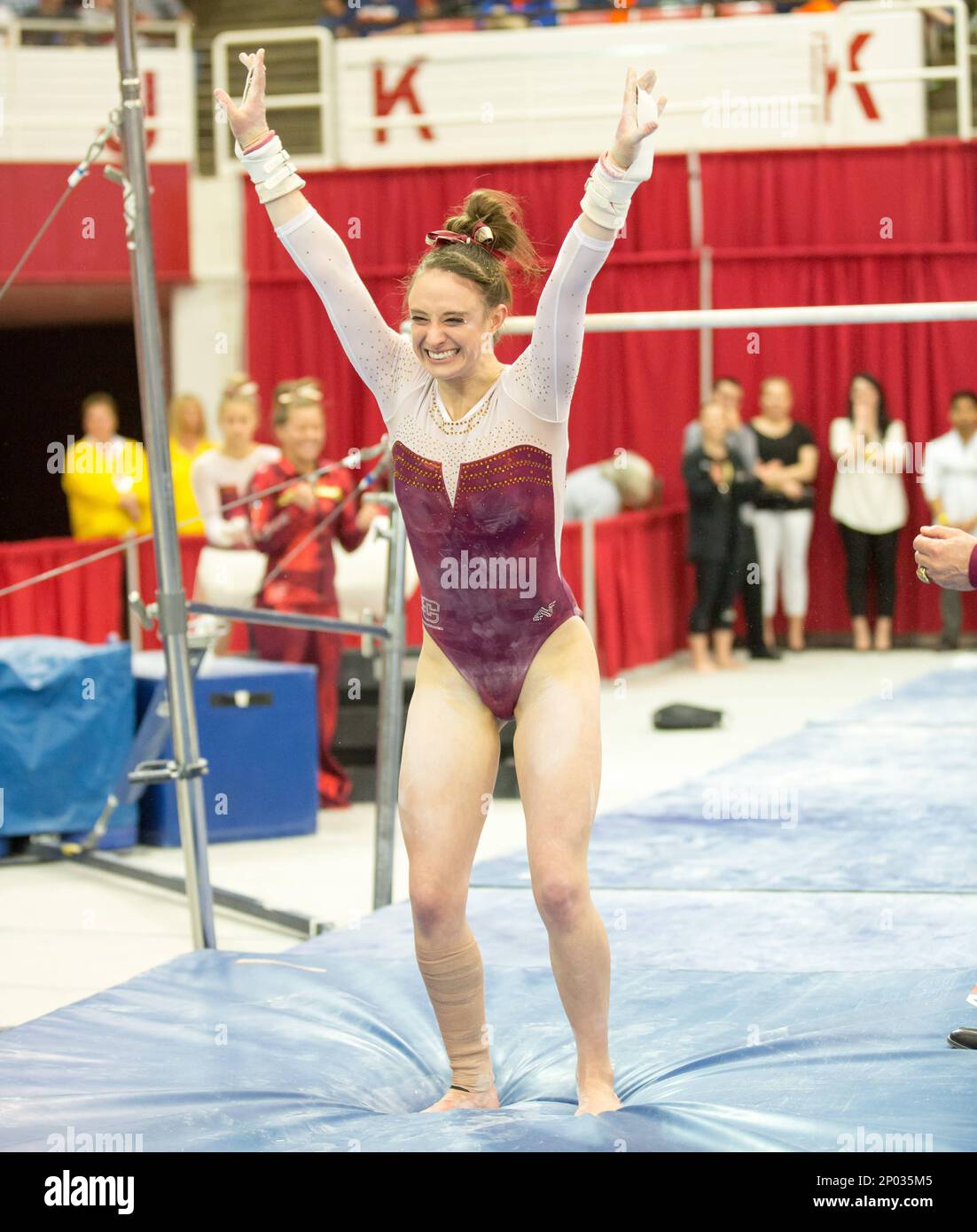 April 1, 2017: Central Michigan's Rachel Carr smiles at the end of her ...