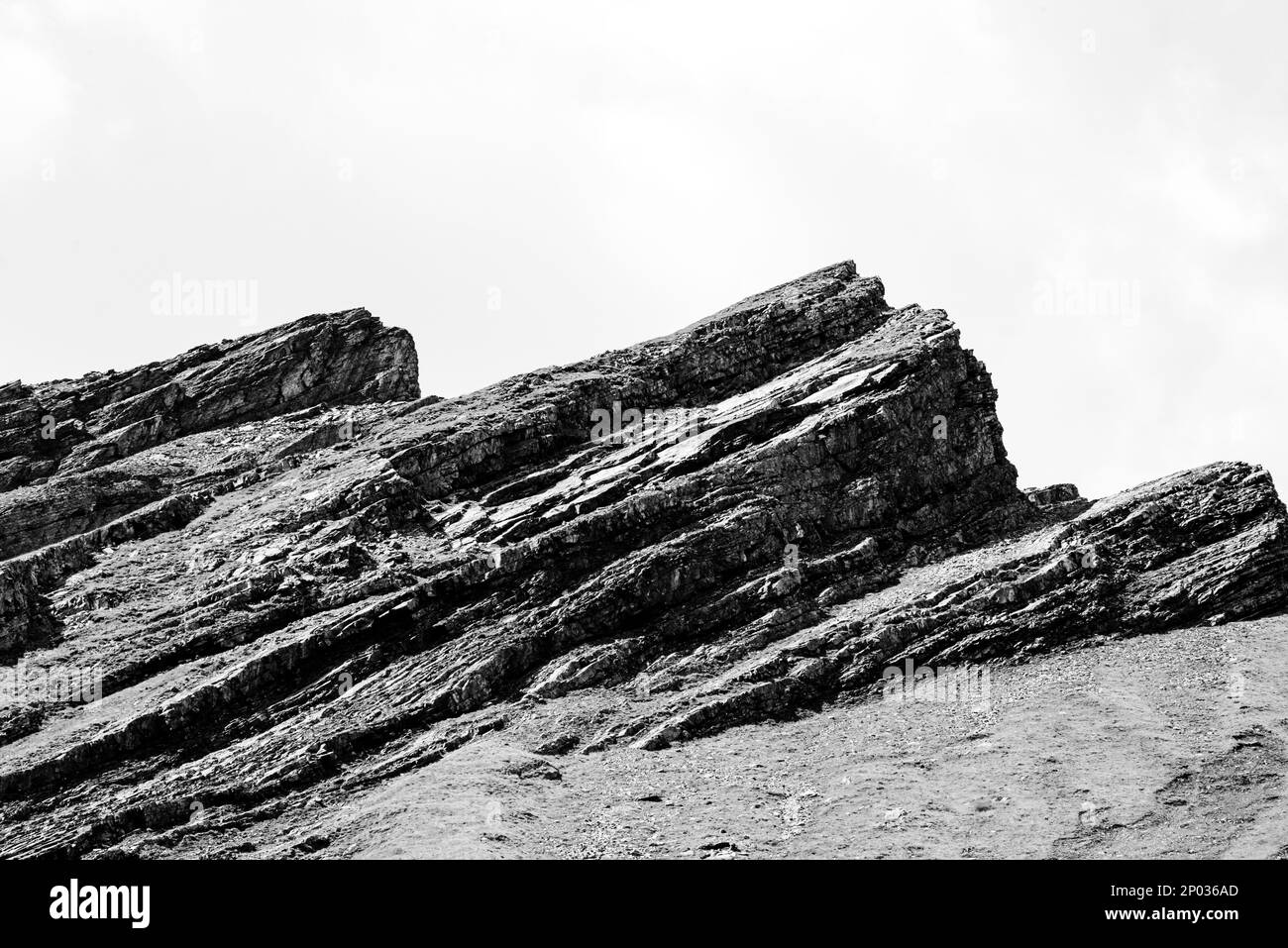 Black and white landscape of mountain peaks, landscape of italian alps ...