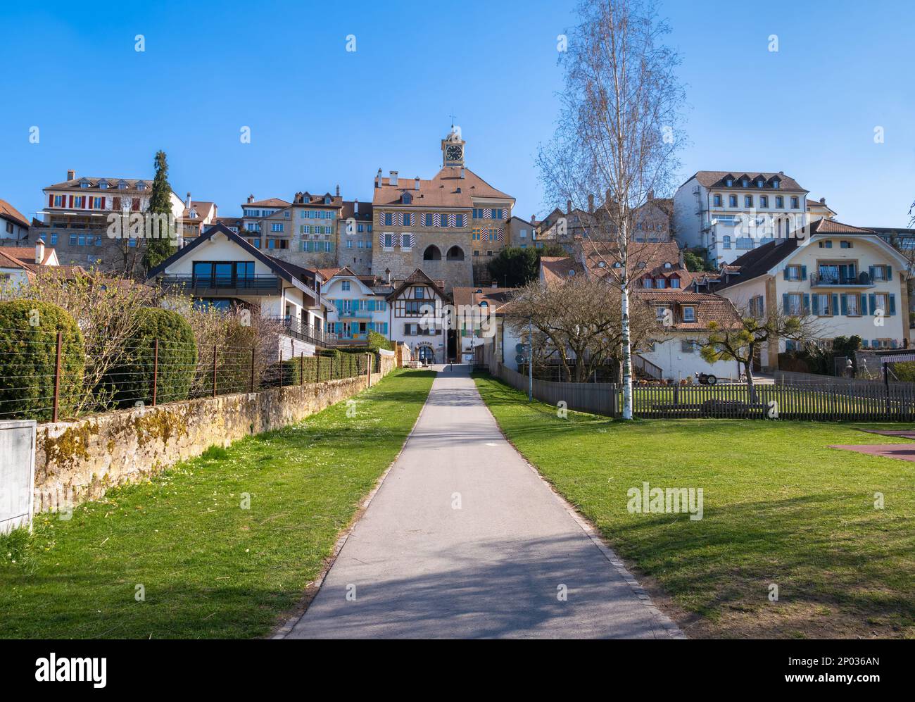 Murten, Switzerland - March 24, 2022: Murten or Morat is a German and ...