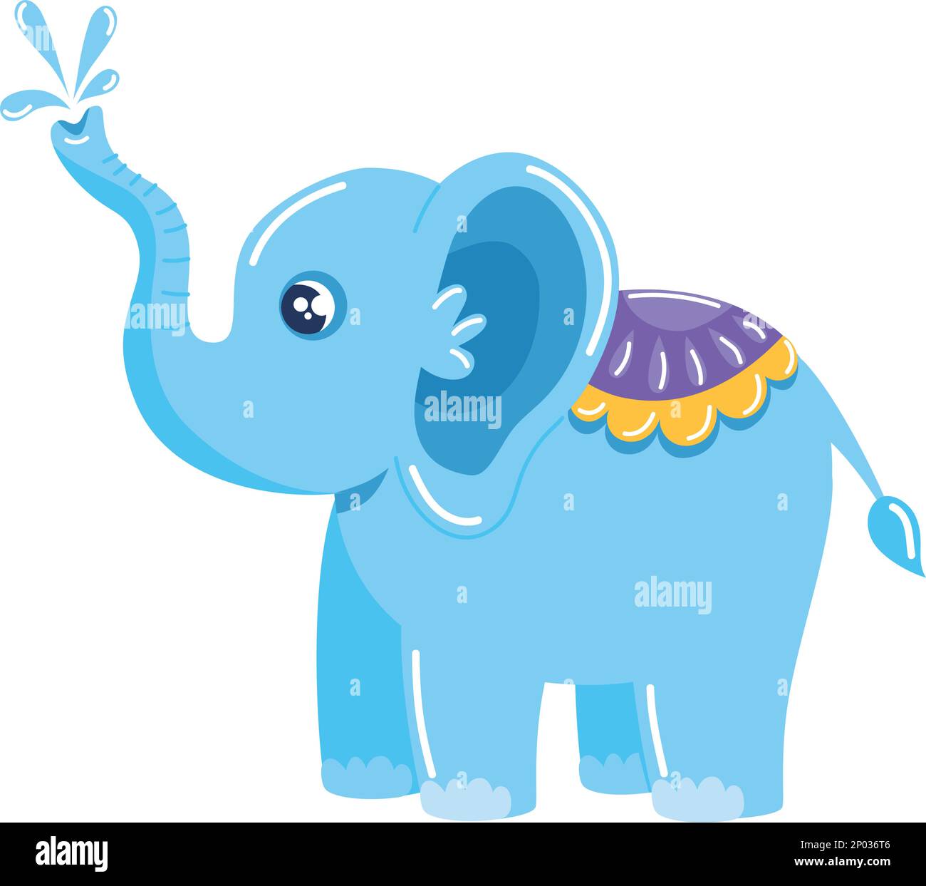 Cartoon Baby Elephant Playing In Water