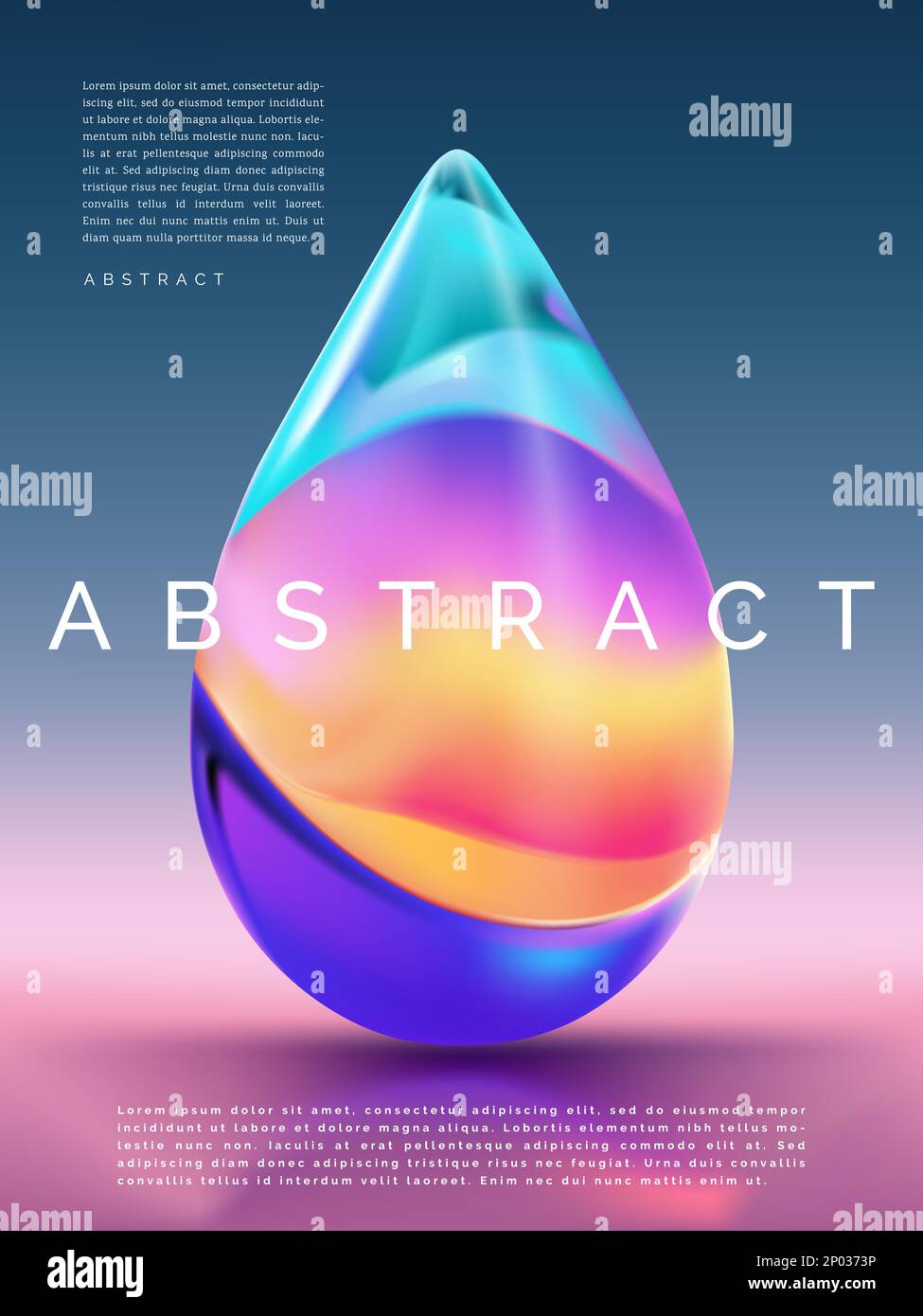 Vector Minimalist Iridescent Abstract Water Drops Poster, Book Cover or ...