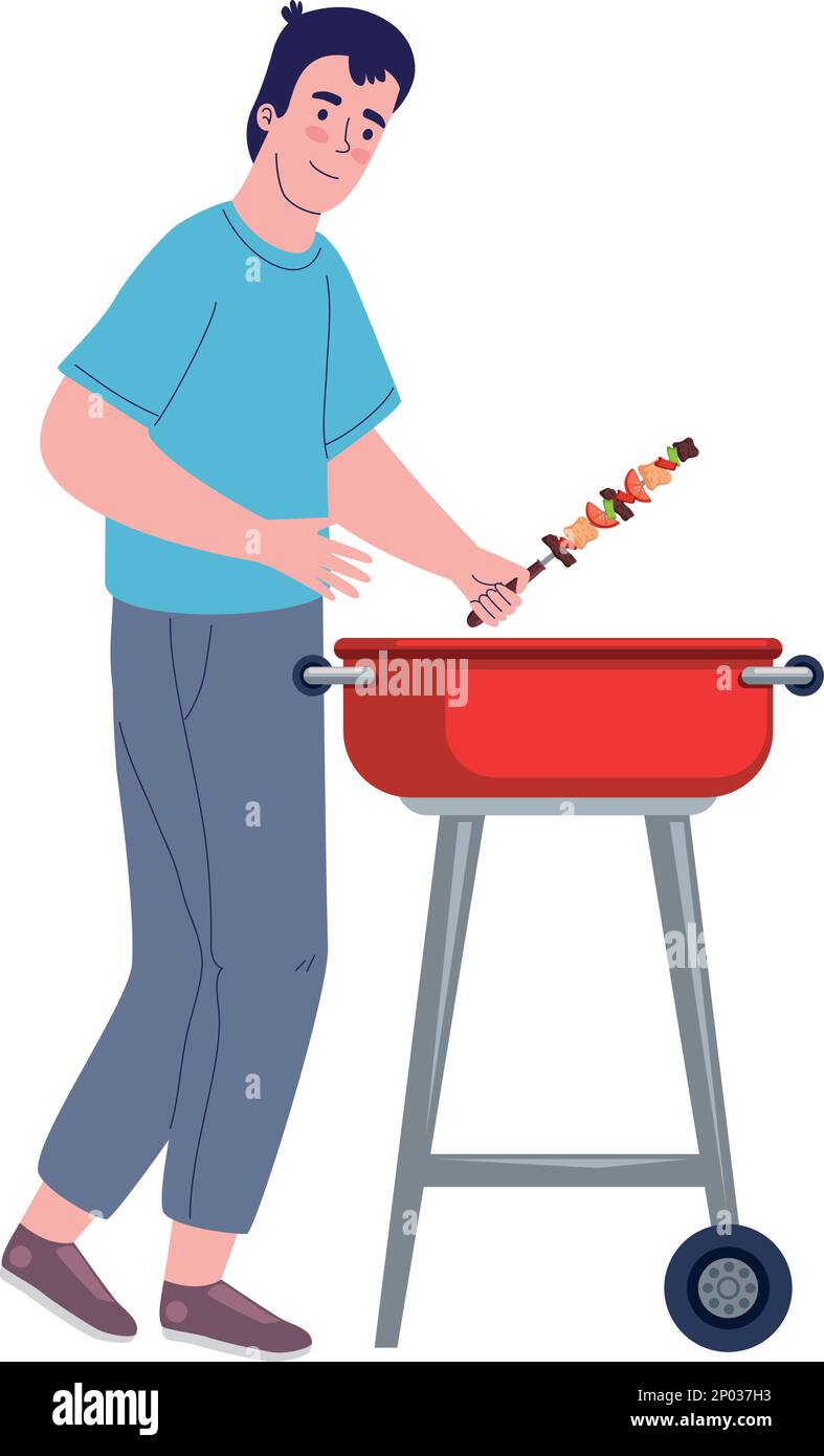 man cooking in bbq oven Stock Vector Image & Art - Alamy