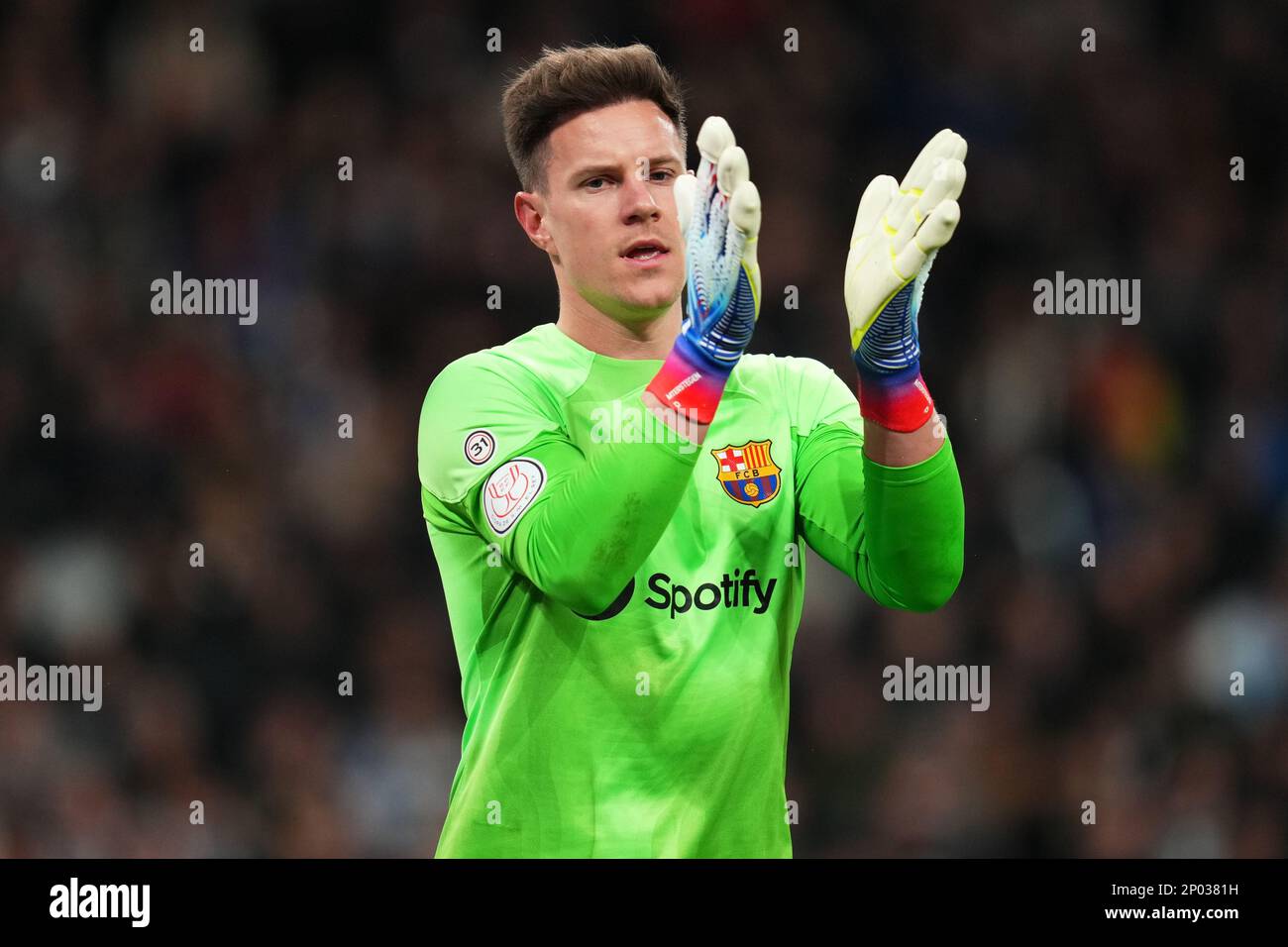 Madrid, Spain. March 2, 2023, Marc-Andre Ter Stegen of FC Barcelona during the Copa del Rey ...