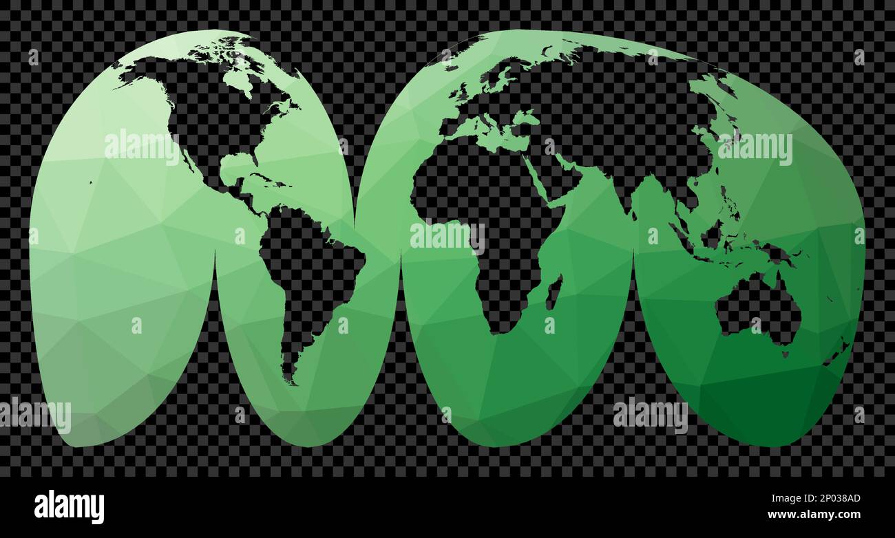 World map. Interrupted Mollweide projection. Polygonal map of the world ...