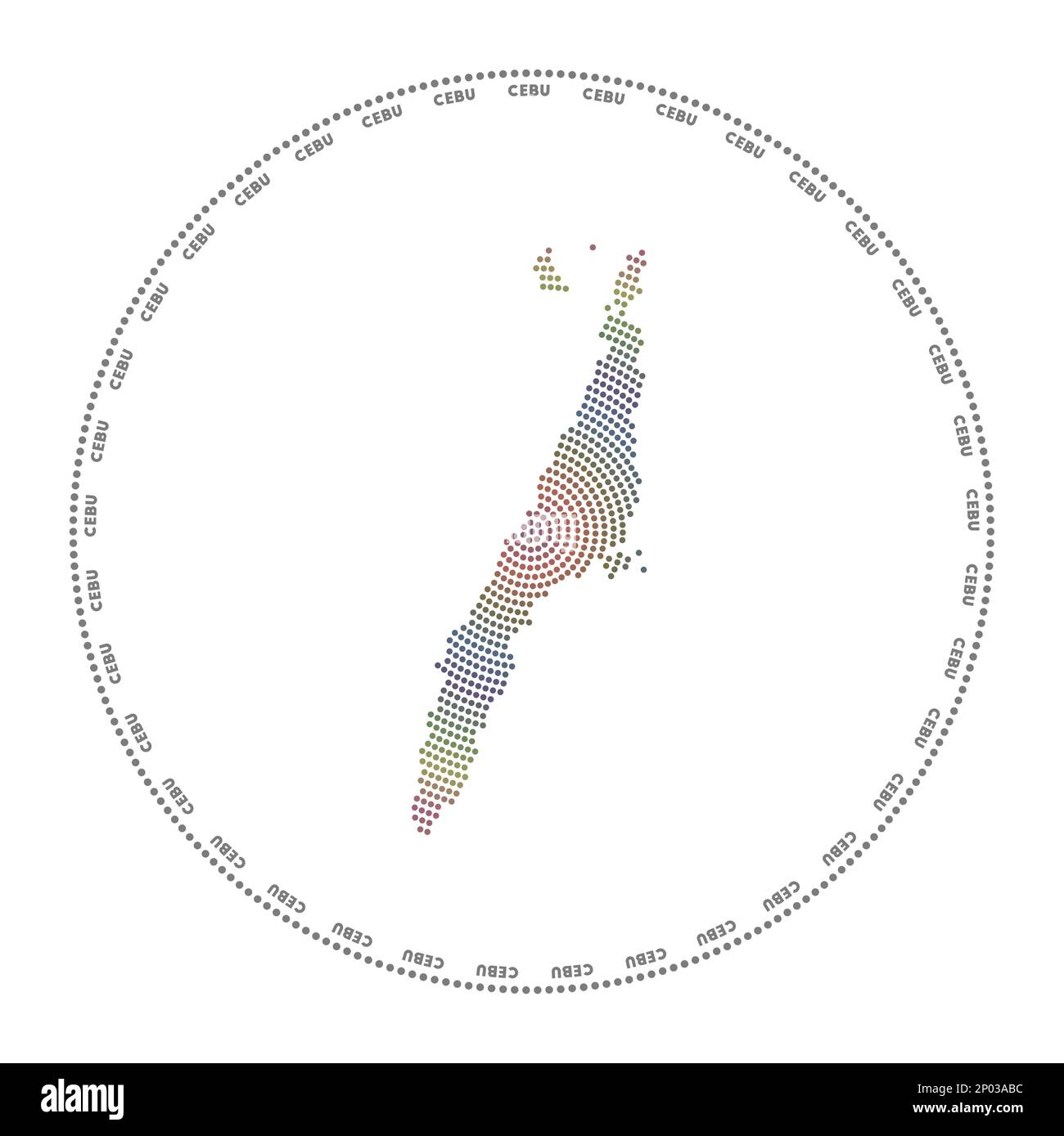 Cebu round logo. Digital style shape of Cebu in dotted circle with ... Cebu round logo. Digital style shape of Cebu in dotted circle with ...