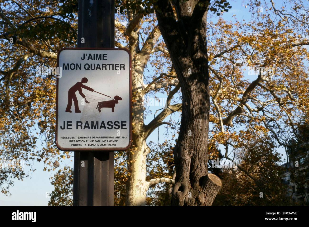 Sign in Paris asking the dog owners to deal with the poo of their dogs ...