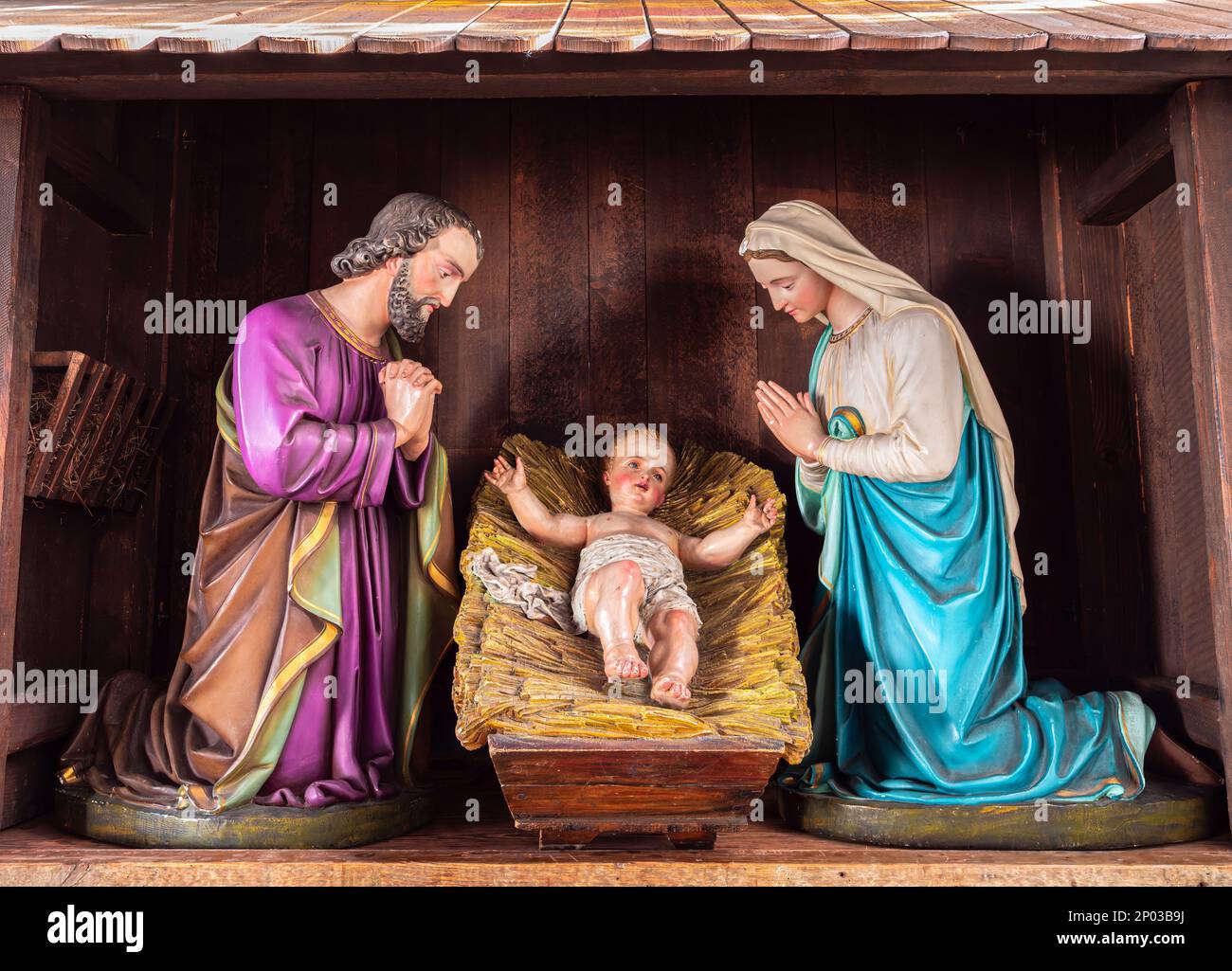 Zug, Switzerland - December 31, 2021: Christmas cribs - nativity scene ...