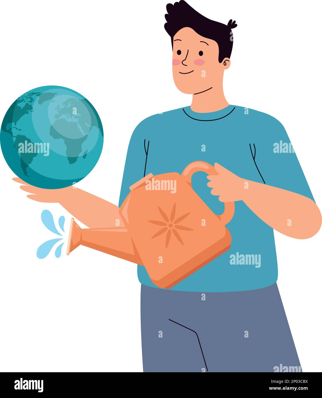 ecologist with sprinkler and earth Stock Vector Image & Art - Alamy