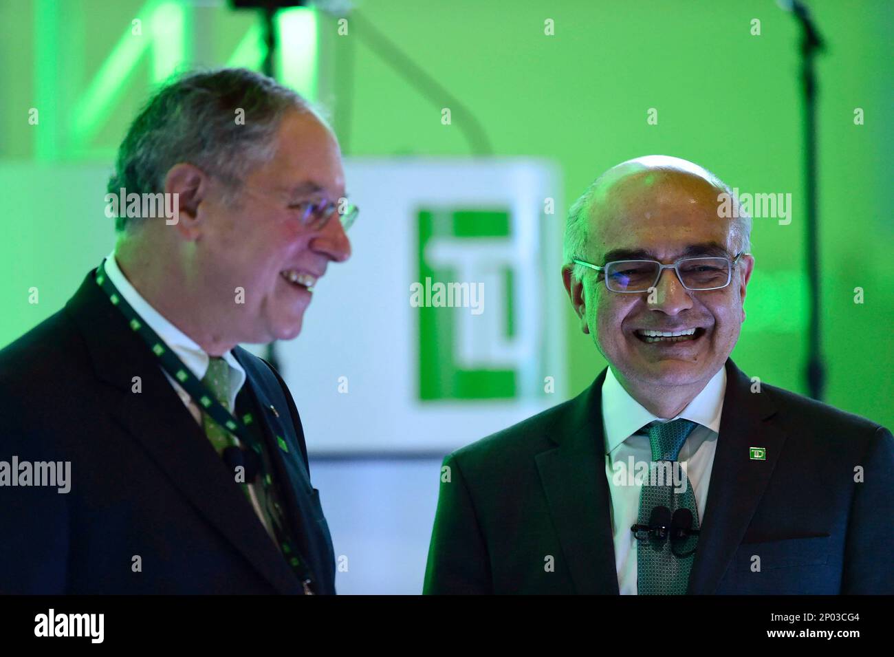 TD Bank Group President and CEO Bharat Masrani, right, and Chairman of ...