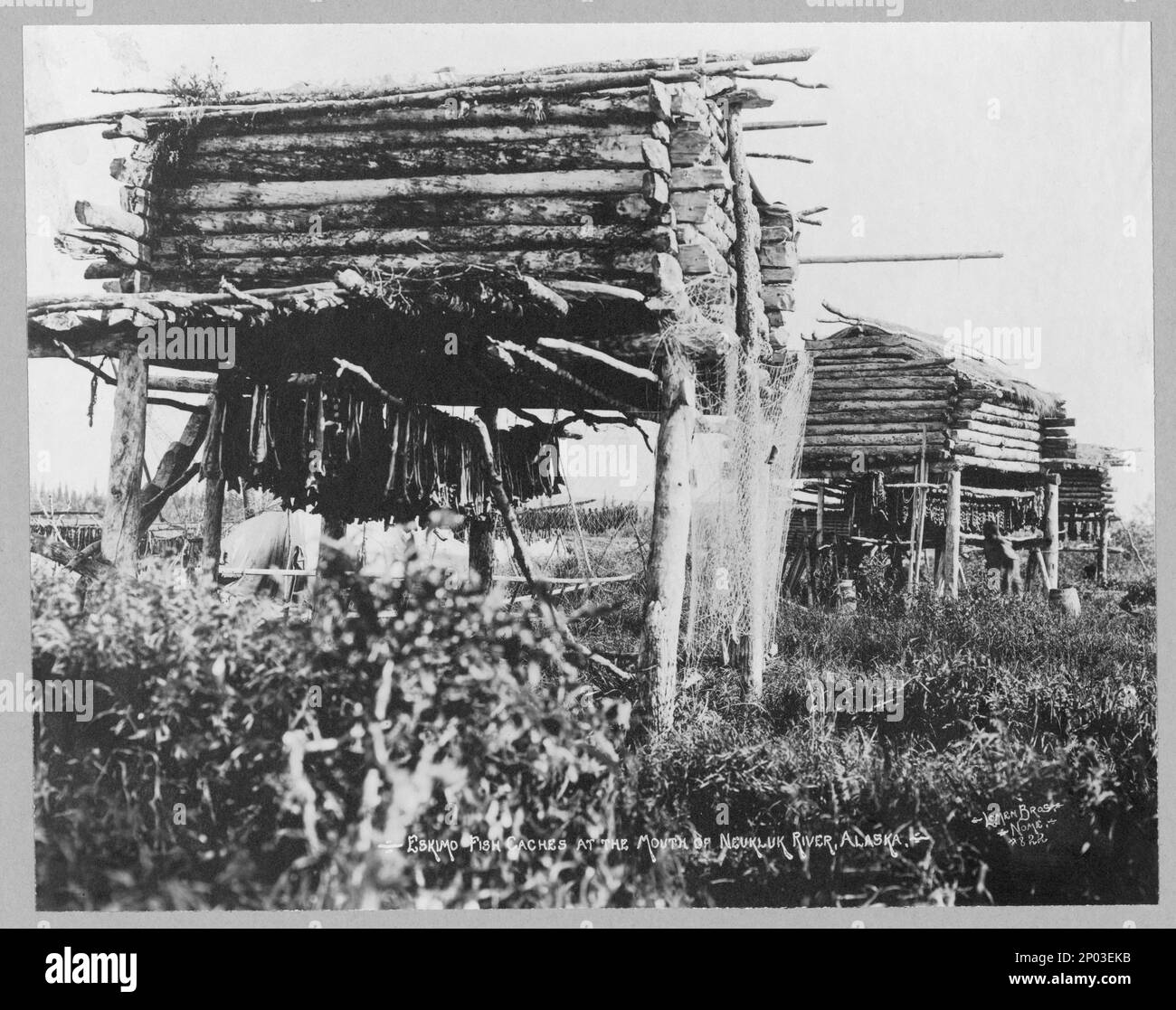 Eskimo fish caches , Eskimo fish caches at the mouth of Neukluk River ...