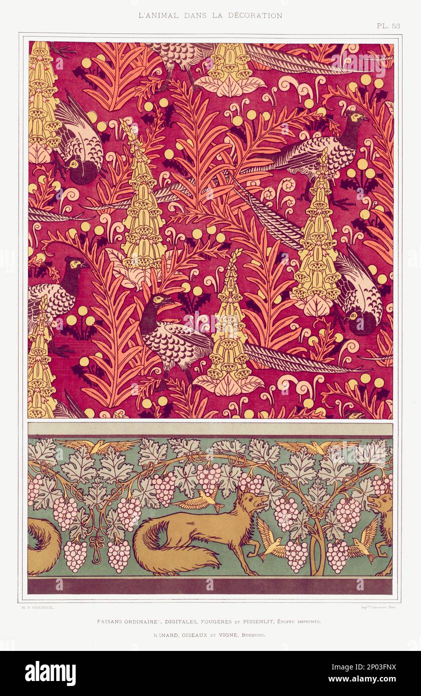 Pheasant-Fox / Illustration from L'animal dans la decoration (1897) by ...