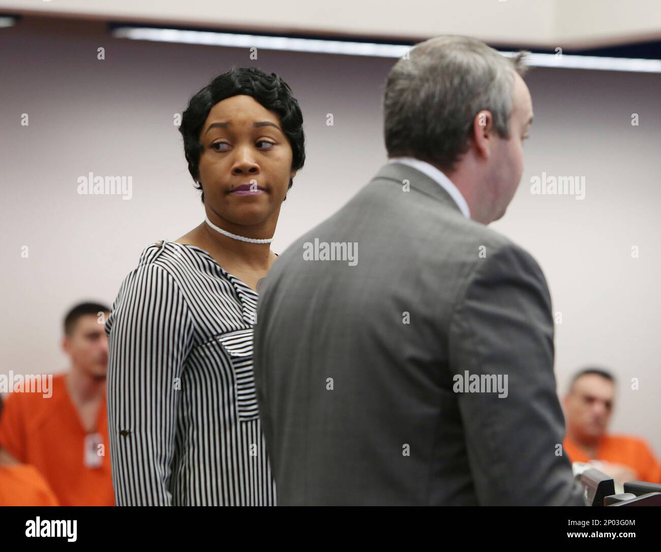 Cortnee Brantley, left, attended a pretrial hearing, March 28, 2017 on ...
