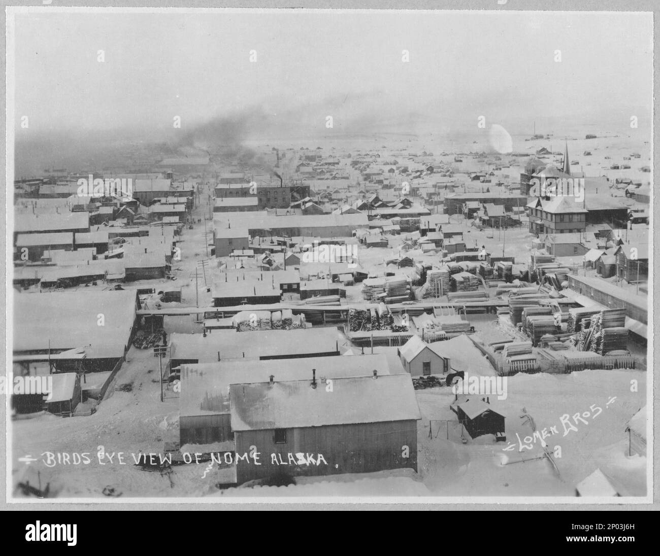 Bird's eye view of Nome with snow , Birds eye view of Nome, Alaska ...