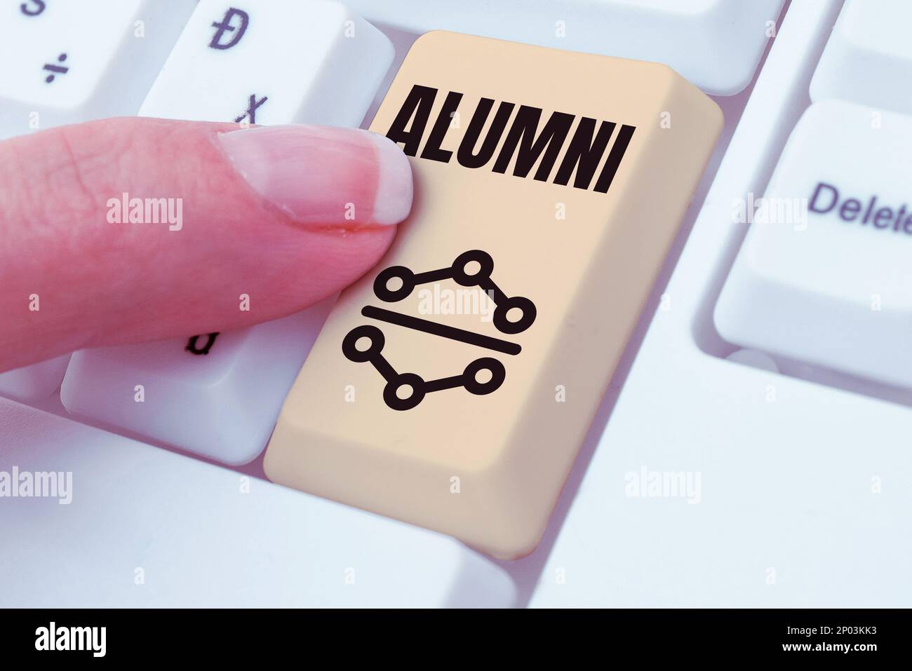 Text caption presenting Alumni. Word for former pupil or student ...