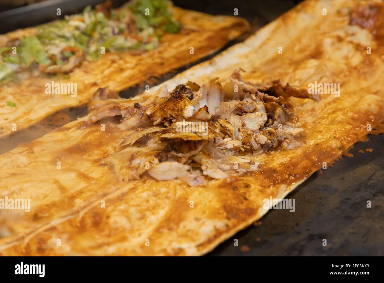 Traditional turkish foods, chicken doner kebap in Istanbul, Turkey ...