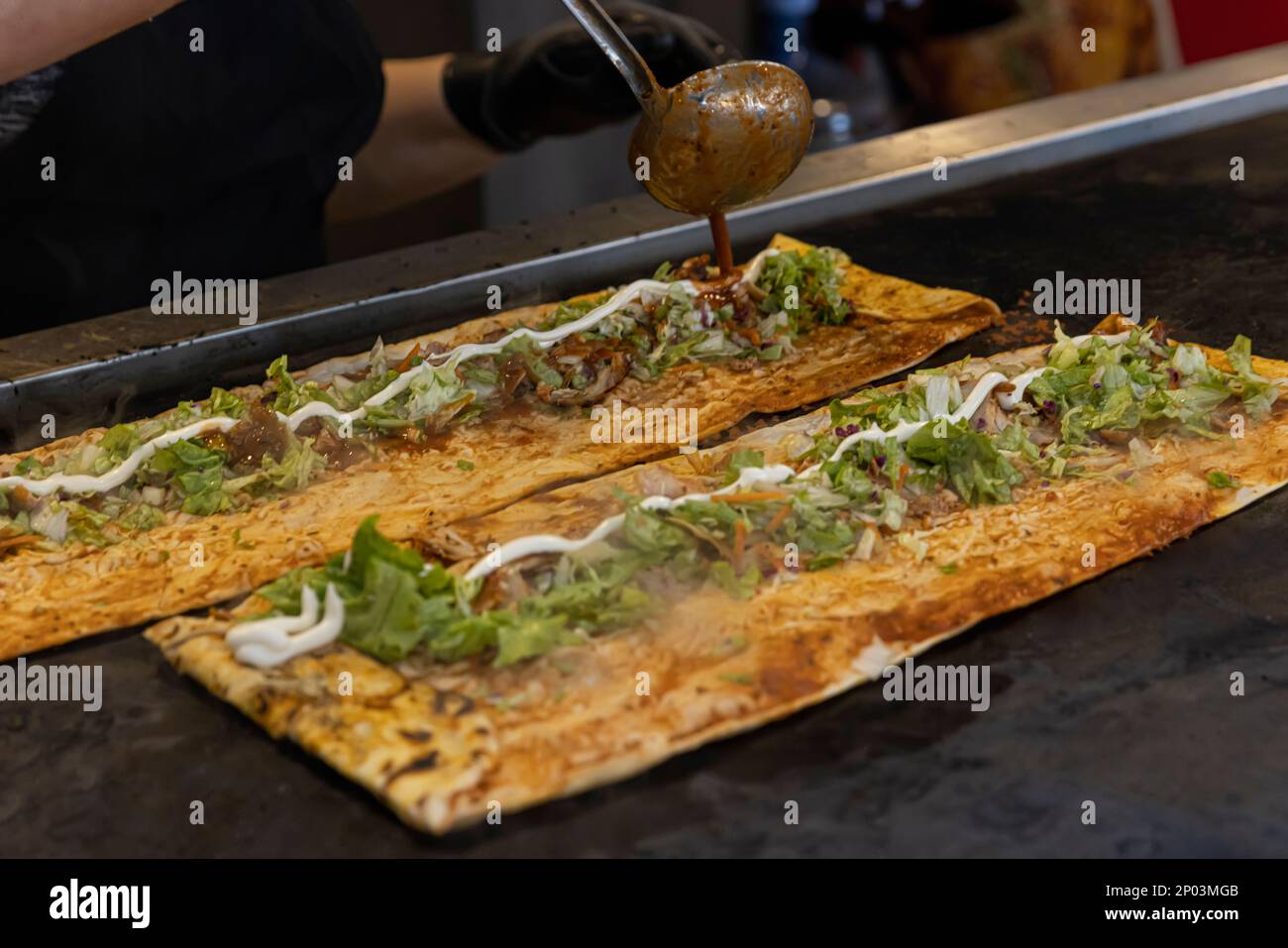Traditional turkish foods, chicken doner kebap in Istanbul, Turkey ...