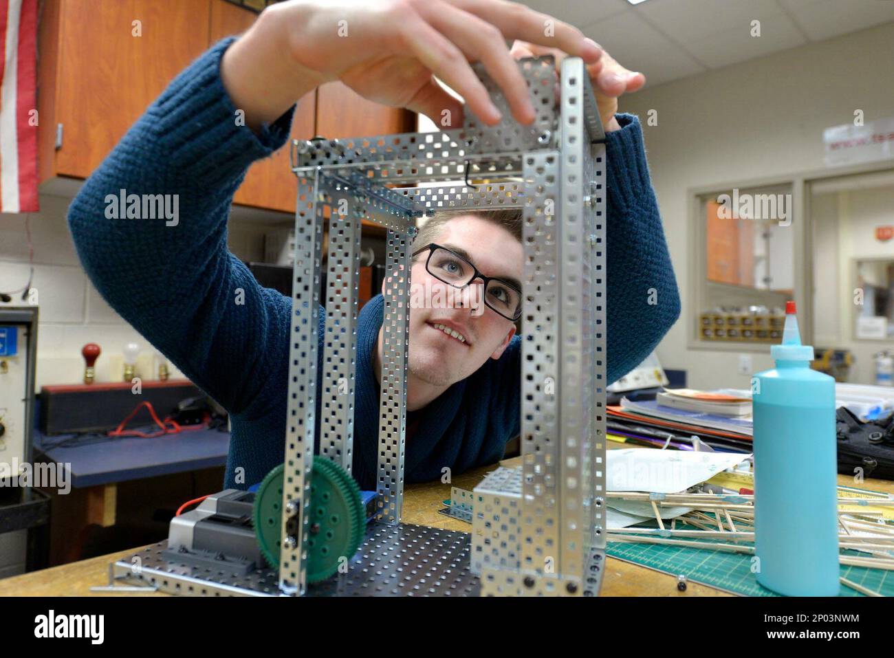 In a Feb.19, 2017 photo, Patryk Smith tests his elevator in the ...