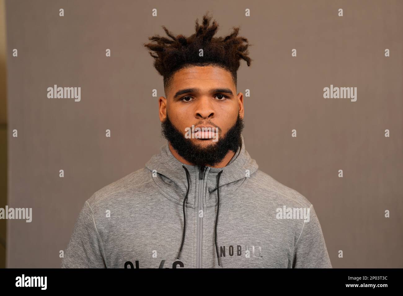 Florida offensive lineman O'Cyrus Torrence poses for a portrait at the ...