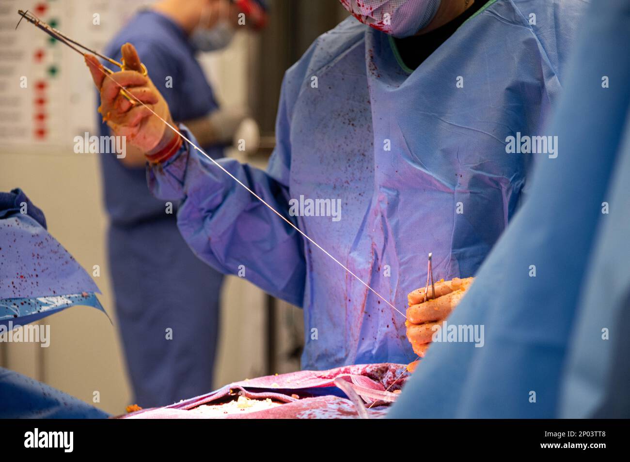 Instructors act as surgeons during a mock surgery while 68D operating ...