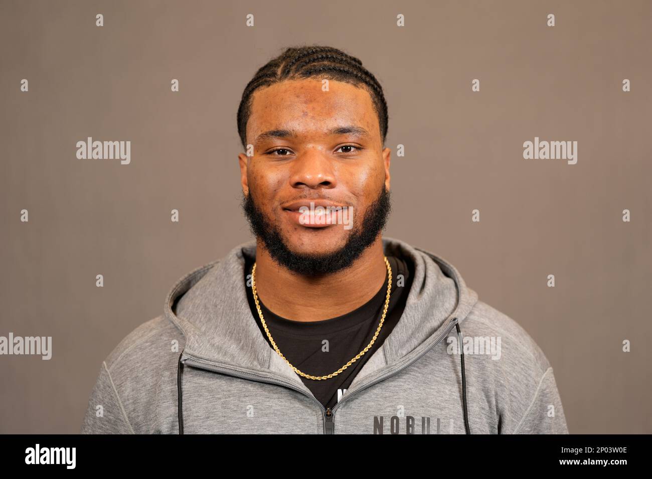 Alabama offensive lineman Tyler Steen poses for a portrait at the NFL ...