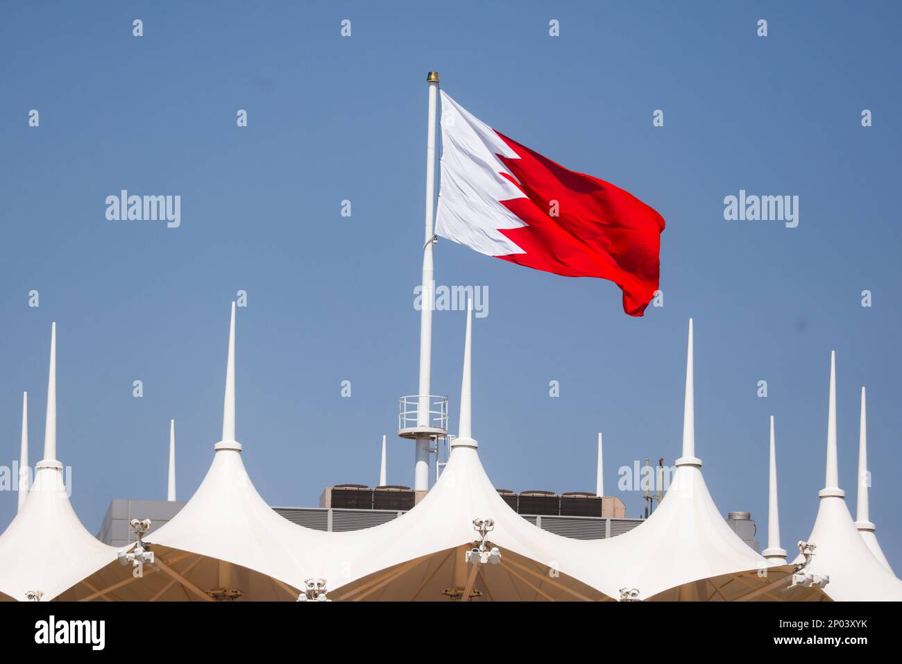 Bahrain, Bahrain. March 2, 2023, National flag of Bahrain is seen at ...