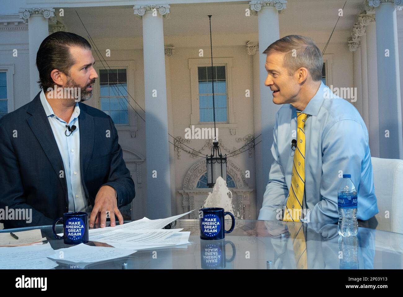 Congressman Jim Jordan gives an interview to Donald Trump Jr. on the ...