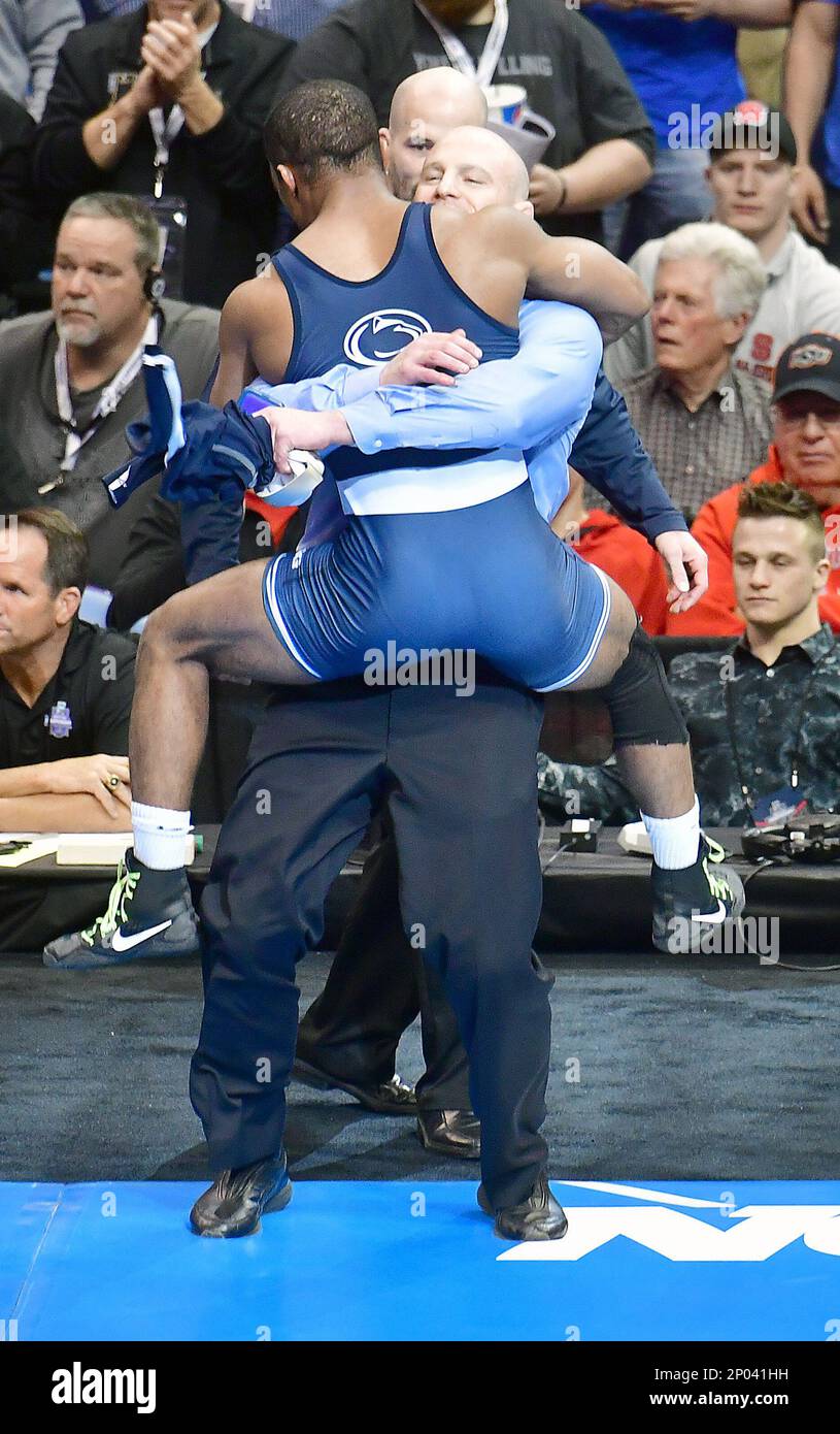 ST. LOUIS, MO. - MARCH 18: Mark Hall of Penn State hugs Penn State ...