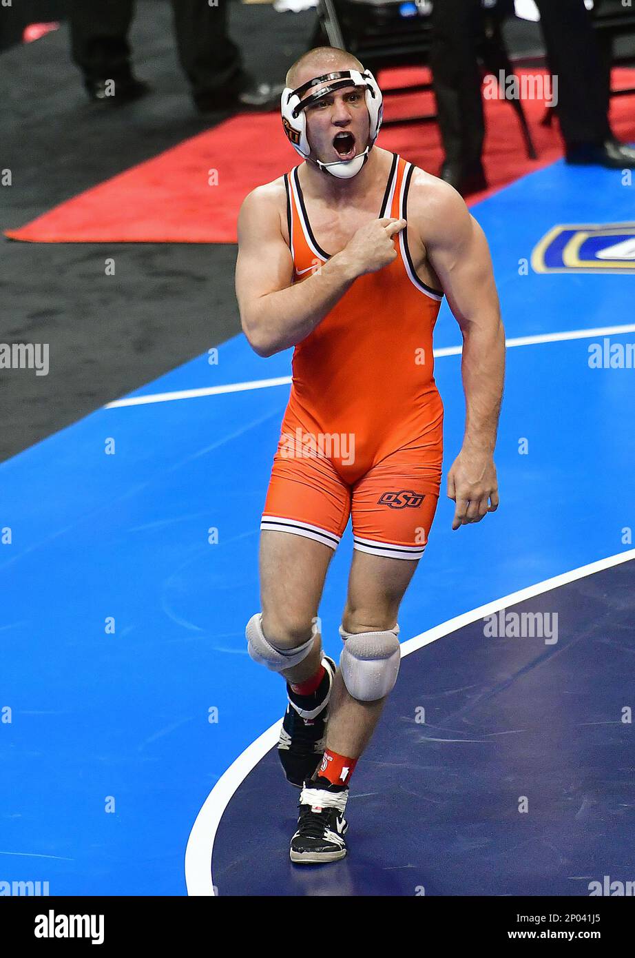 ST. LOUIS, MO. - MARCH 18: Dean Heil of Oklahoma State reacts after ...