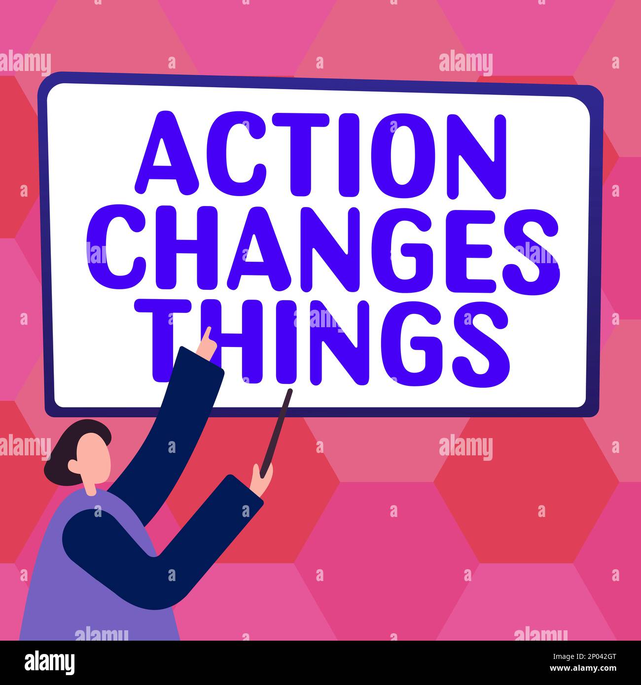 Writing displaying text Action Changes Things. Business overview doing ...