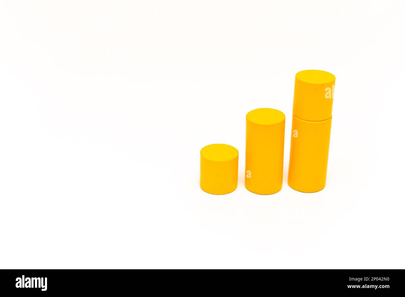 yellow pedestal podiums of round geometric shape, stand with ...