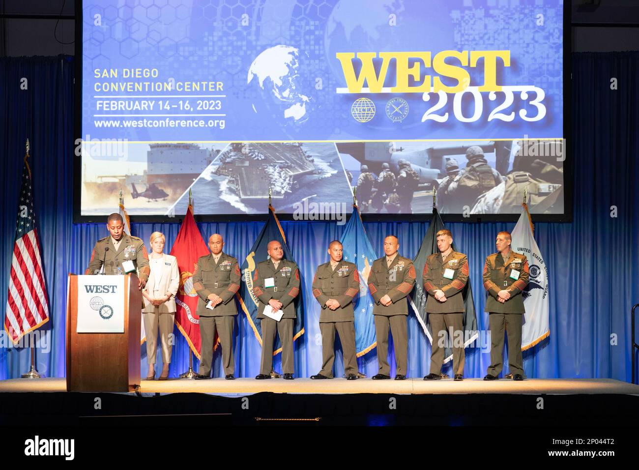 U.S. Marines gather for the Armed Forces Communications and Electronics ...