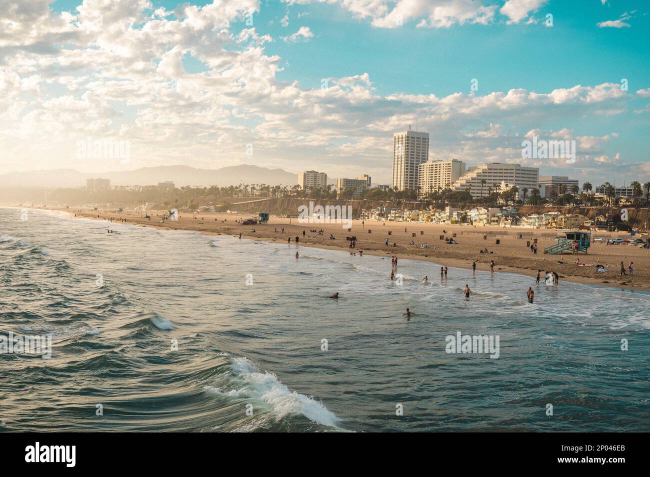 Santa Monica Beach Landscape Skyline Taken from the Pier Stock Photo ...
