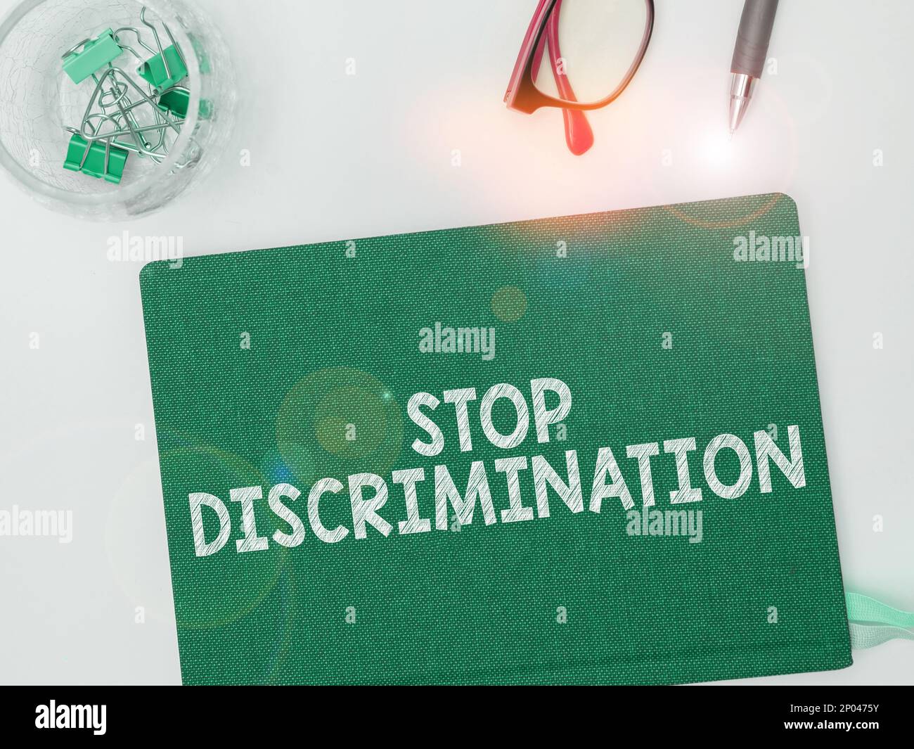 Sign displaying Stop Discrimination. Business approach Prevent Illegal ...