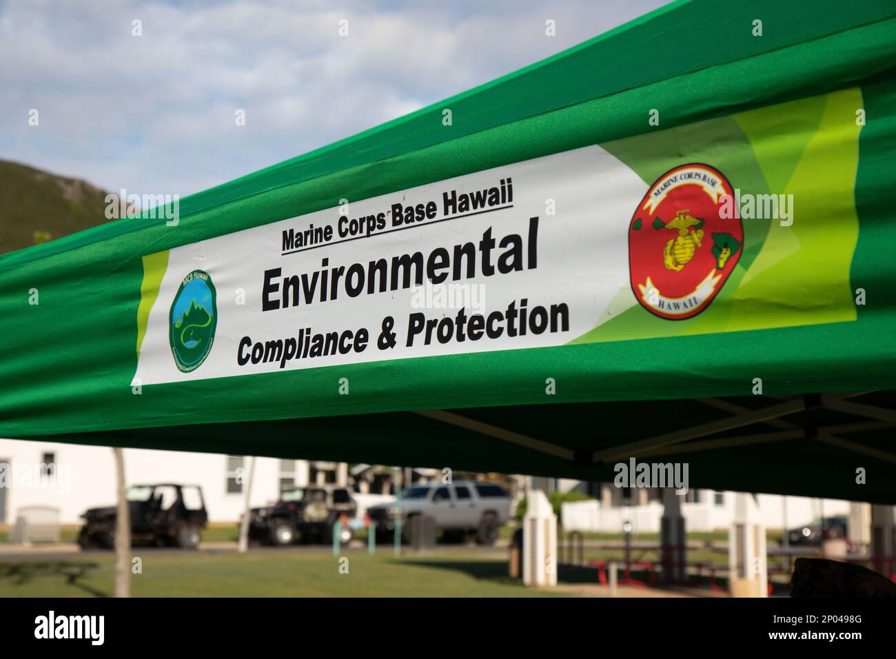 A Marine Corps Base Hawaii Environmental Compliance and Protection sign ...
