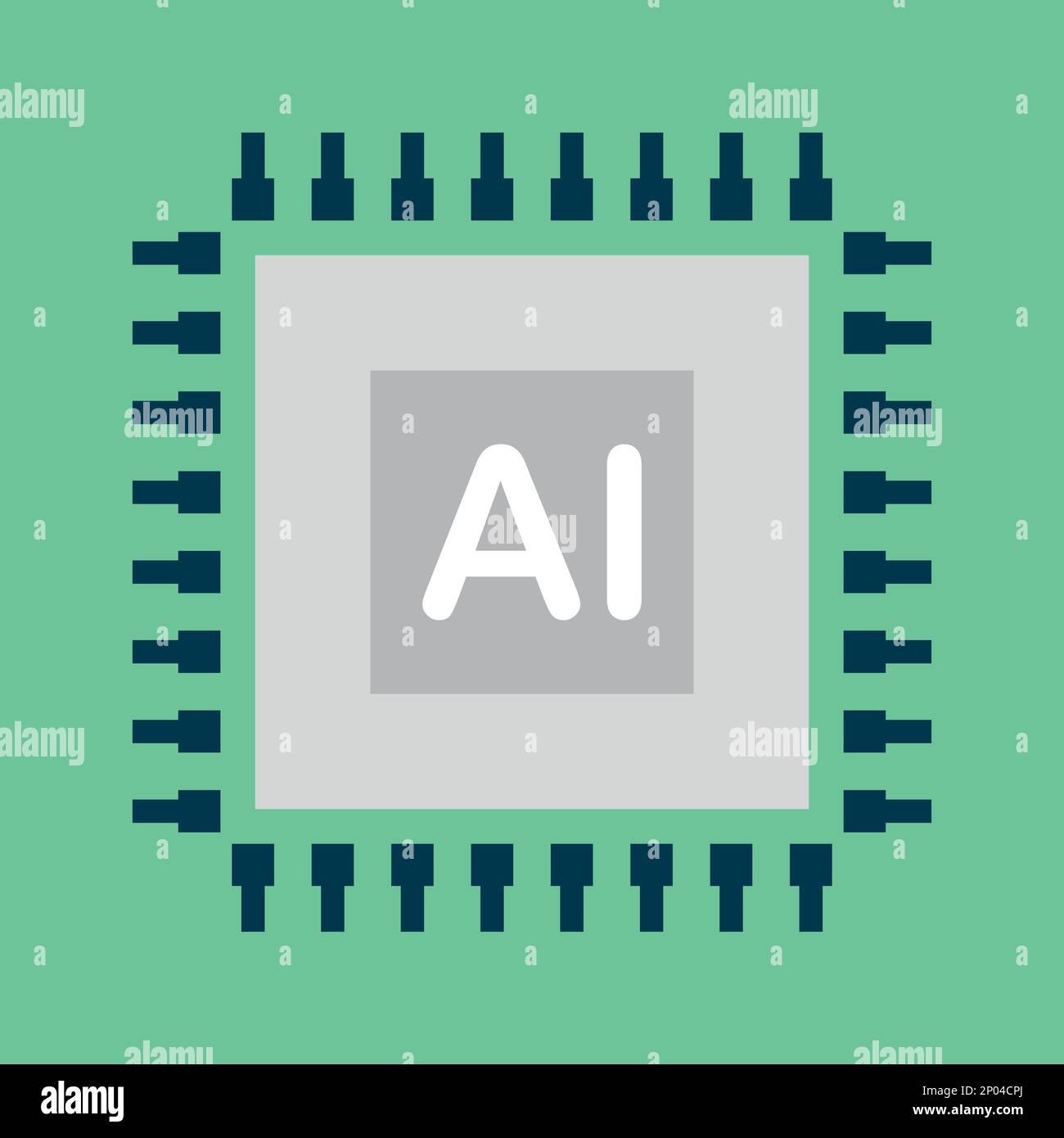 Artificial intelligence. AI. Outline AI icon. Artificial intelligence sign. Vector illustration ...
